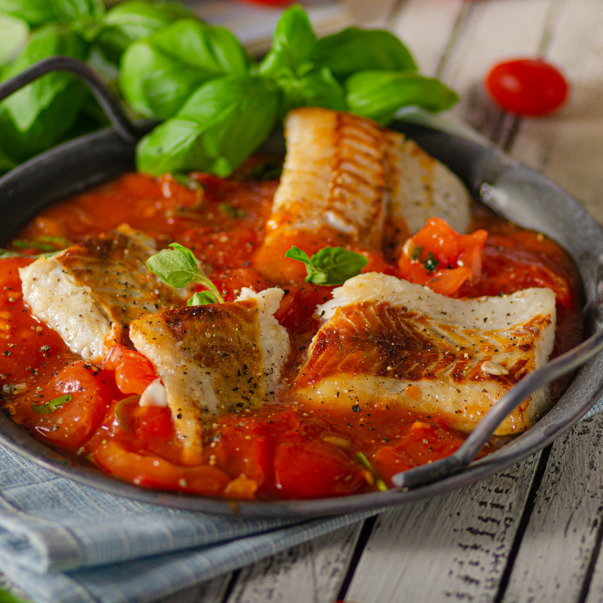 ROASTED HAKE WITH TOMATO AND BASIL SAUCE – The Cornish Fishmonger